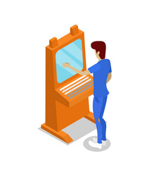 Modern assembly line isometric 3d icon Royalty Free Vector