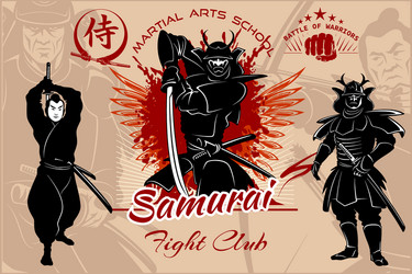 Japanese samurai warrior mighty ninja with swords Vector Image