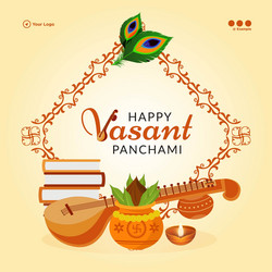 Happy vasant panchami text in hindi language Vector Image