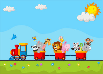Animal train cartoon Royalty Free Vector Image