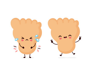 Cute smiling happy human leg foot Royalty Free Vector Image