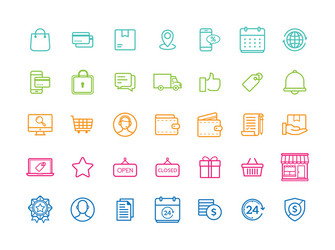 Set of e-commerce modern flat thin icons Vector Image