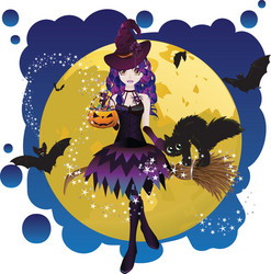 Witch and full moon8 Royalty Free Vector Image