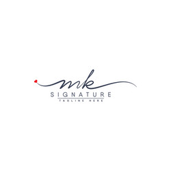 Mk simple signature logo - handwritten template Vector Image