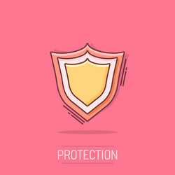 Cartoon shield protection icon in comic style Vector Image
