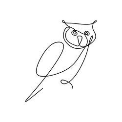 Drawing a continuous line of owls with simple Vector Image