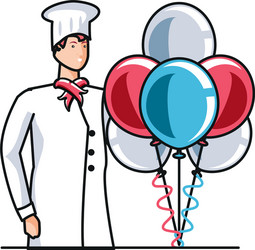 Professional chef worker with balloons helium Vector Image