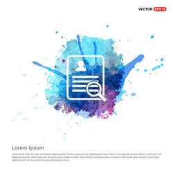 Business report icon - blue watercolor background Vector Image