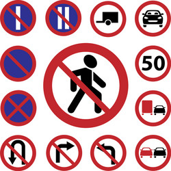 Big traffic signs set Royalty Free Vector Image