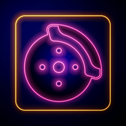 Glowing neon car brake disk with caliper icon Vector Image