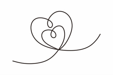 Heart continuous one line drawing double ha Vector Image