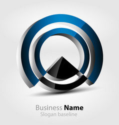 Glossy black 3d logo isolated on white background Vector Image