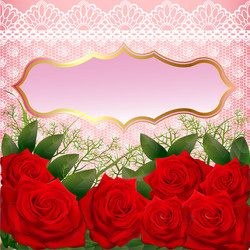 Card with pink roses and lace Royalty Free Vector Image