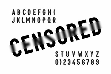 Censored style modern font alphabet letters Vector Image