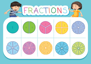 A cute fraction worksheet Royalty Free Vector Image