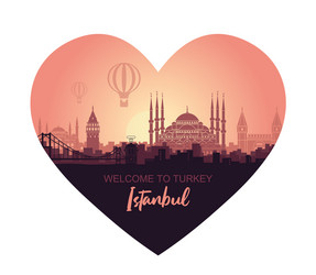 Landscape of the turkish city istanbul Royalty Free Vector