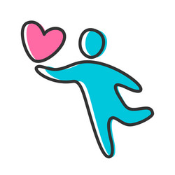Love heart person icon Royalty Free Vector Image