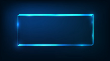 Rectangular blue neon frame Royalty Free Vector Image