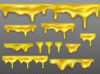 Realistic dripping caramel drops of sweet sauce Vector Image