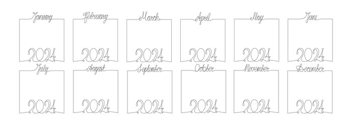 2024 year month frames backgrounds set hand draw Vector Image