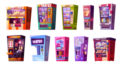 Flat vending machines snacks food ice cold Vector Image