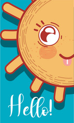 Cute hello card cartoon Royalty Free Vector Image