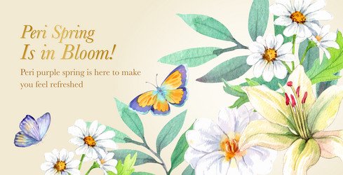 Billboard template with peri spring flower Vector Image