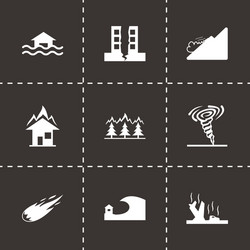 Natural disaster icons collection Royalty Free Vector Image