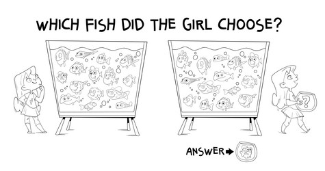Find Differences Puzzle Game Which Fish Did Vector Image