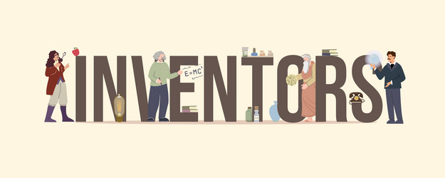 Inventor scientist flat collage Royalty Free Vector Image