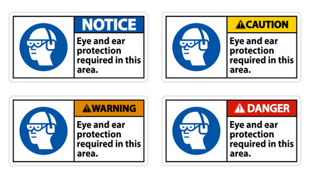 Danger sign eye and ear protection required Vector Image