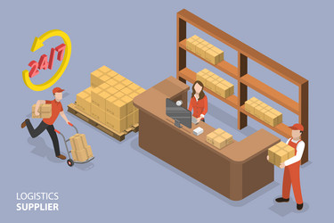 Flat isometric concept of global logistics Vector Image