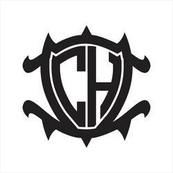 Ch logo monogram circle with piece ribbon style Vector Image