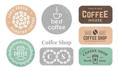 Coffee shop labels quality flavors rustic badges Vector Image