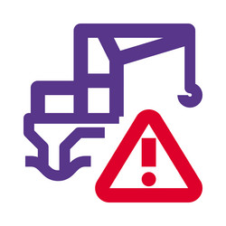 Sea mining excavator with an alert indication Vector Image
