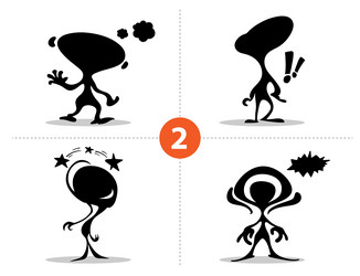 Abstract 1 cartoon comic character silhouette Vector Image