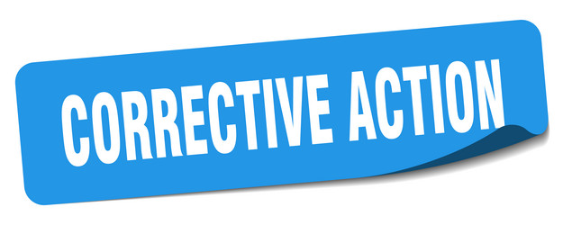 Corrective action sticker label Royalty Free Vector Image