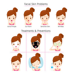 Girl with facial skin problems Royalty Free Vector Image