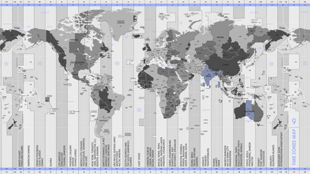 Detailed world map standard time zones Royalty Free Vector