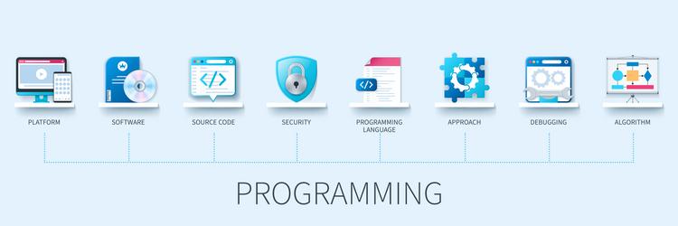 Programming concept with icons platform Royalty Free Vector