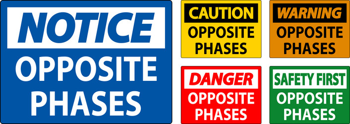 Caution sign opposite phases Royalty Free Vector Image