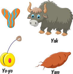 Alphabet y with yak cartoon Royalty Free Vector Image