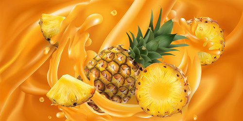 Fresh pineapple juice banner Royalty Free Vector Image
