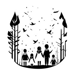 Forest friend children watching shooting stars Vector Image