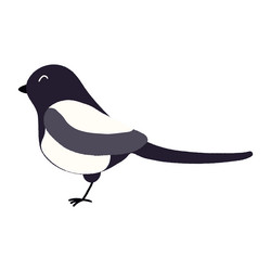 Flying oriental magpie cute character Royalty Free Vector
