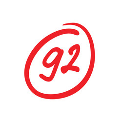 92 Points Test Score Ninety Two Grade Royalty Free Vector