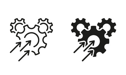 Gear with increase arrow pictogram productivity Vector Image