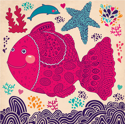 Happy fish Royalty Free Vector Image - VectorStock