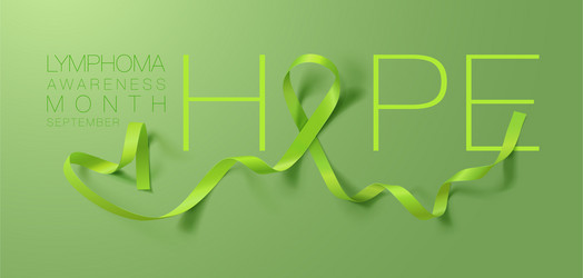 Lymphoma awareness month lime green color ribbon Vector Image