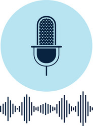 Microphone with sound wave isolated icon Vector Image